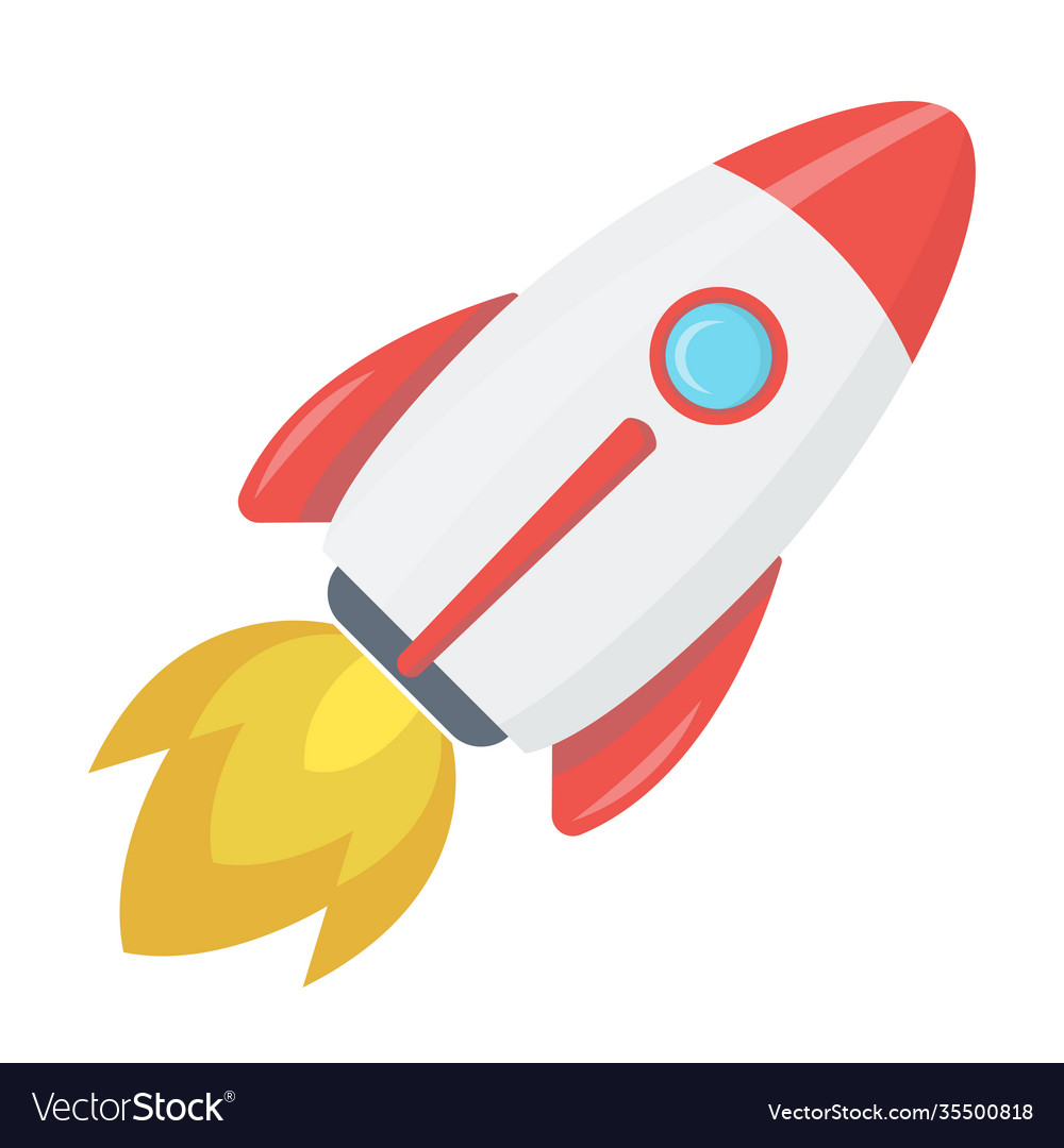 Flying rocket space start flight creativity Vector Image