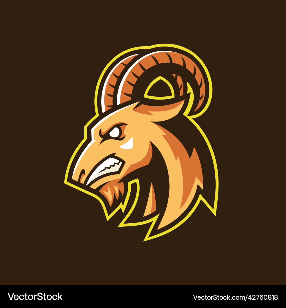 Goat head sport team logo design Royalty Free Vector Image