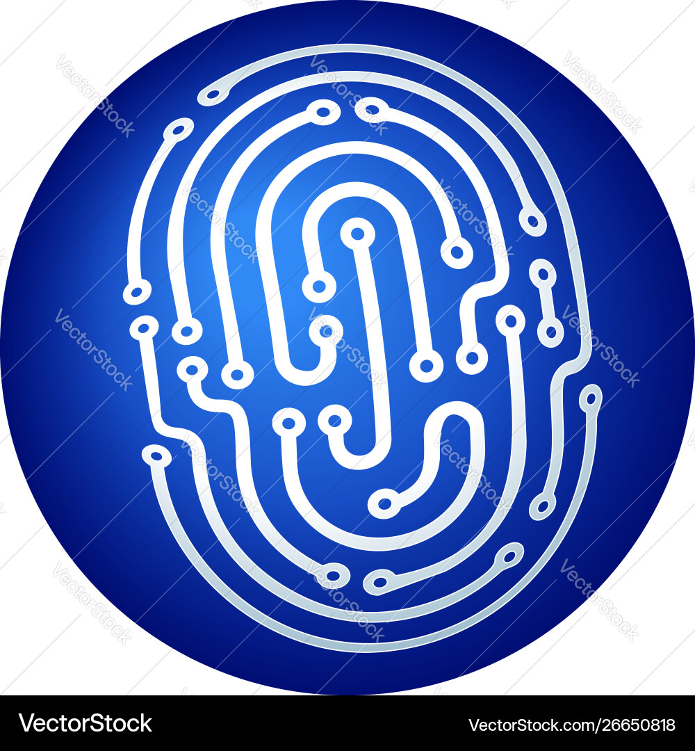 Identity fingerprint icon in blue into a three Vector Image