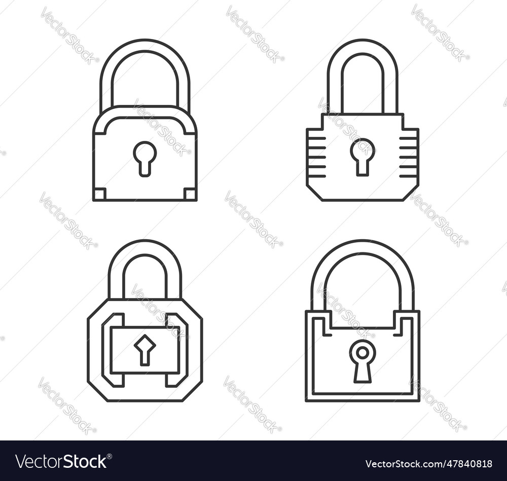 Lock line icons Royalty Free Vector Image - VectorStock