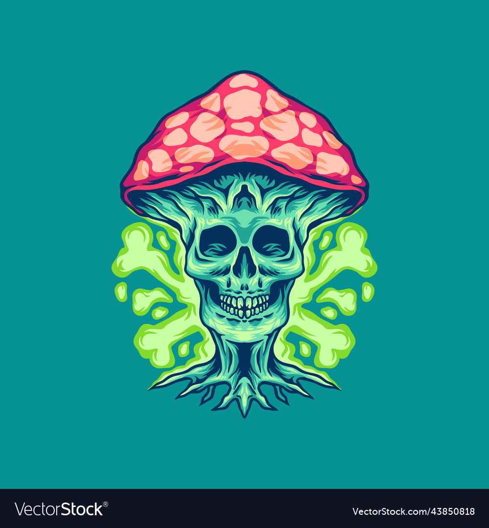 Magic Mushroom Skull Royalty Free Vector Image