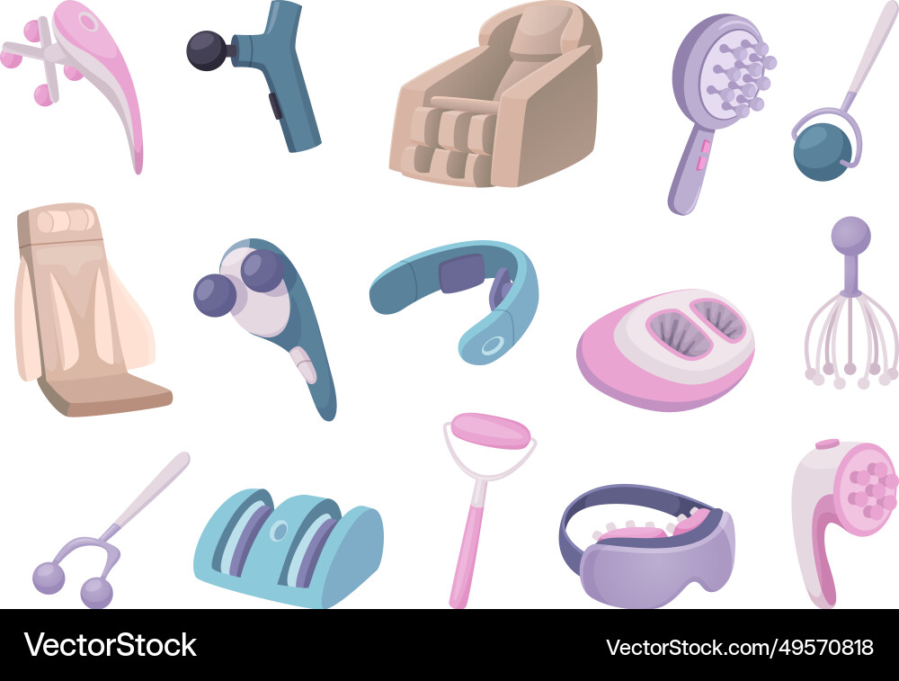 Massager items instruments for body zones Vector Image