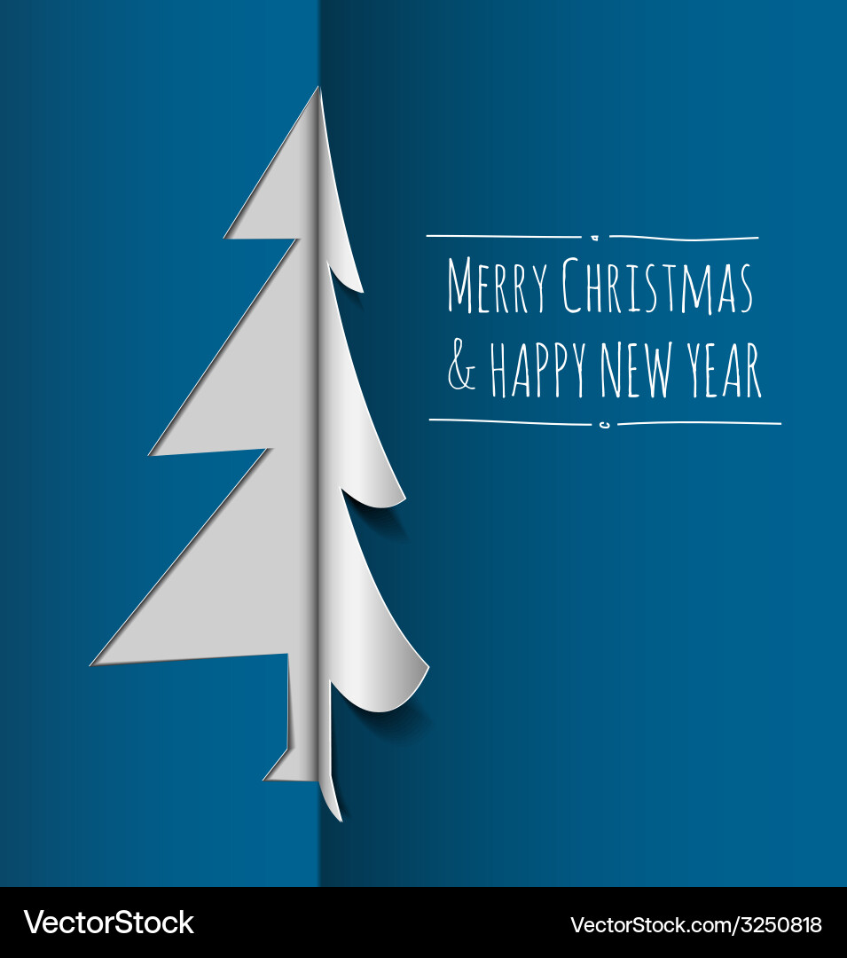 Merry christmas card made from paper Royalty Free Vector