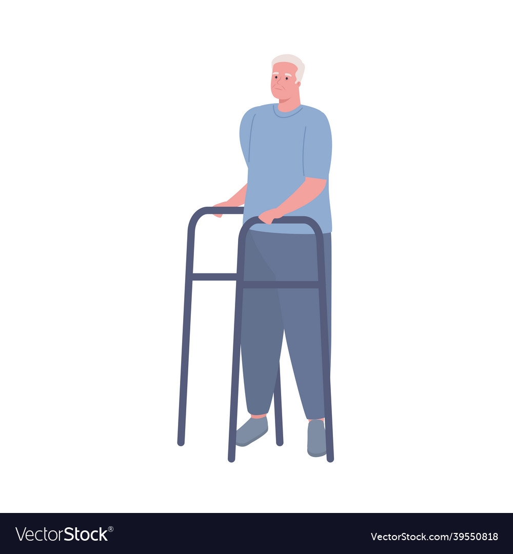 Old man using walker Royalty Free Vector Image