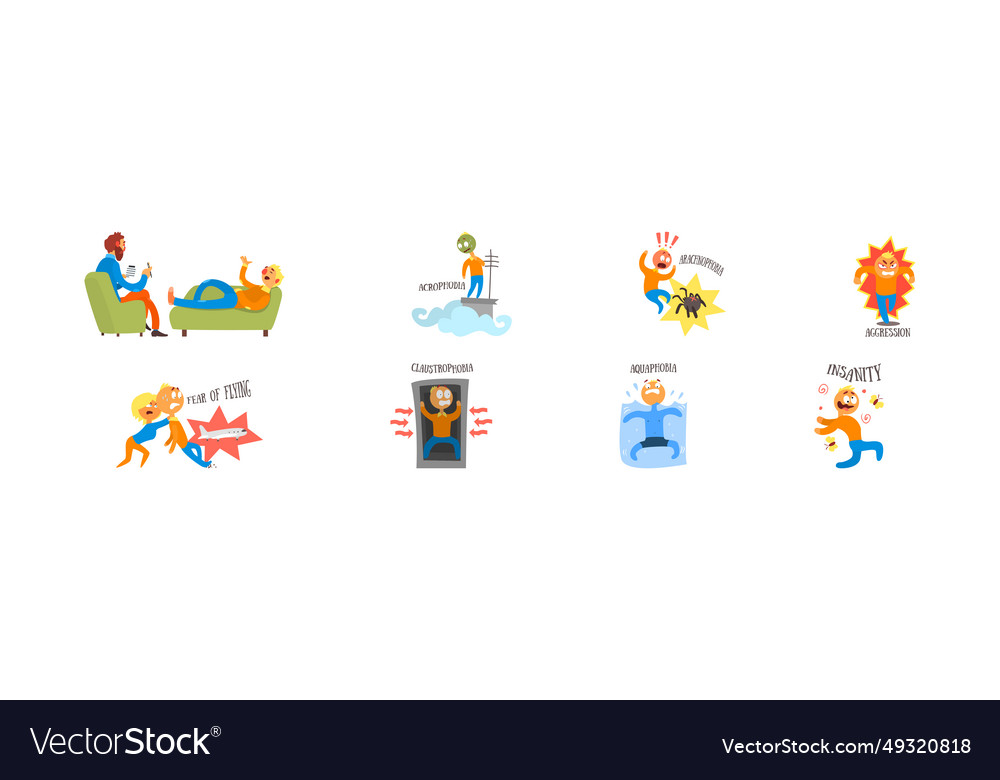 People fear and phobias scared afraid Royalty Free Vector People fear and phobias scared afraid Royalty Free Vector