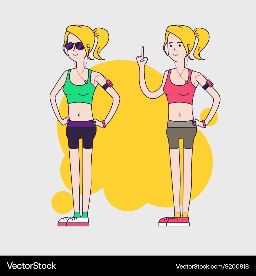 Two fit young women in Royalty Free Vector Image