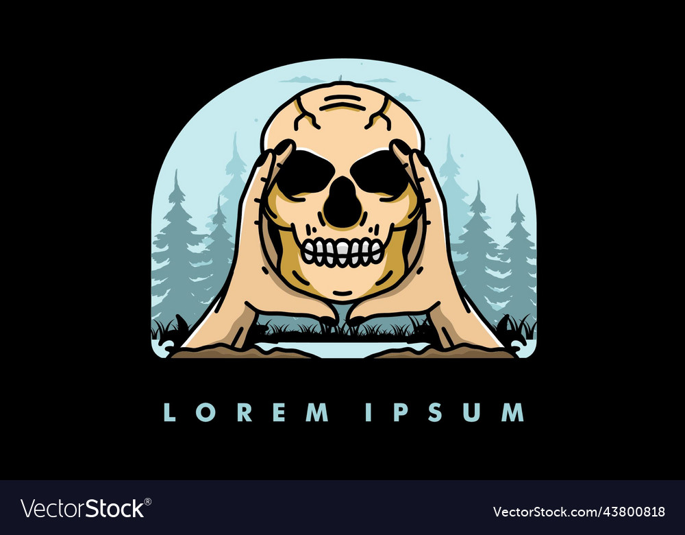 Two Hand Holding A Skull Badge Royalty Free Vector Image