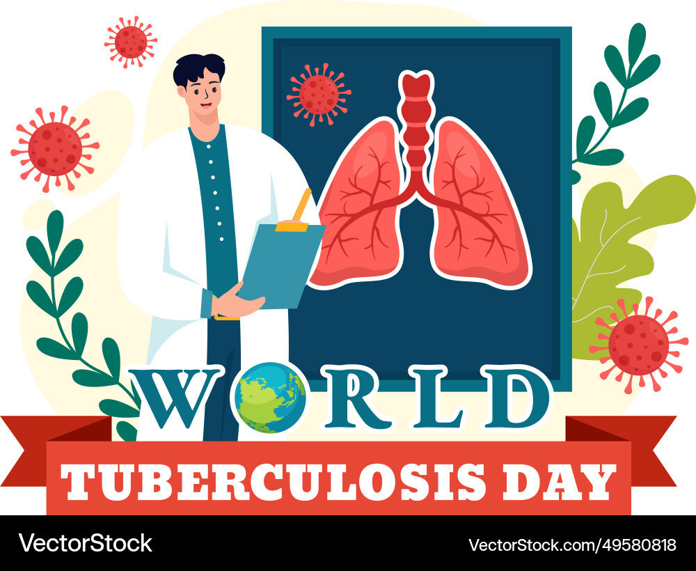 World tuberculosis day on march 24 with lungs Vector Image