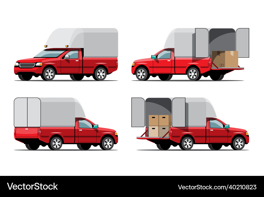 Big isolated vehicle icons set flat various view Vector Image
