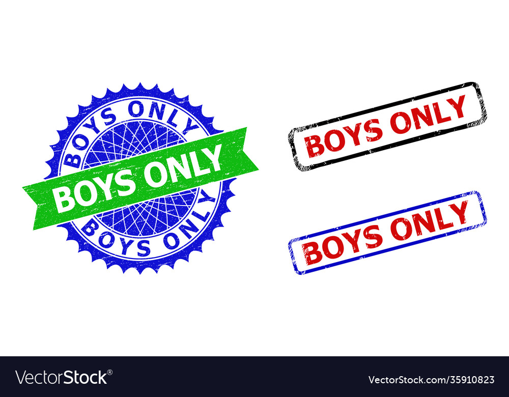 Boys only rosette and rectangle bicolor watermarks
