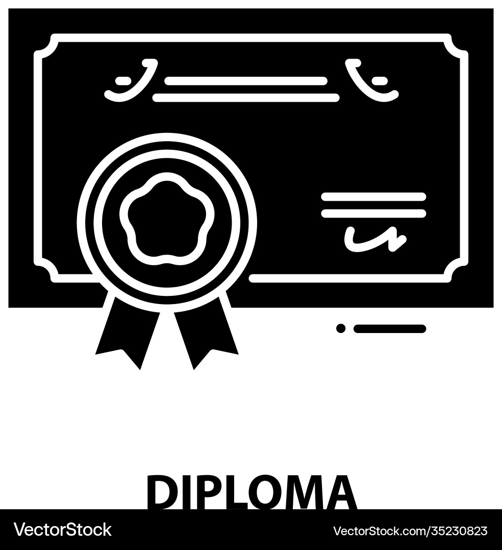 Diploma sign icon black with editable Royalty Free Vector