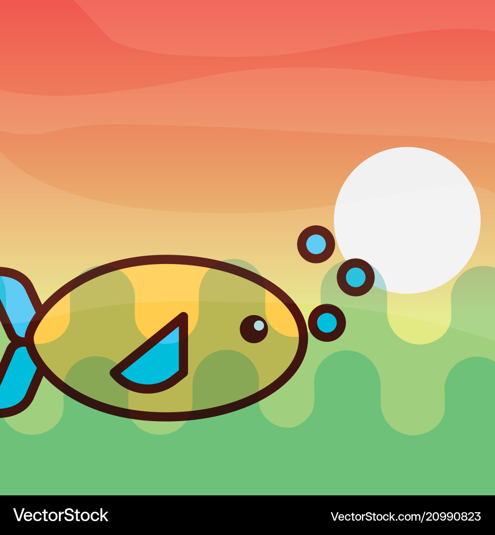 Fish sea life cartoon Royalty Free Vector Image