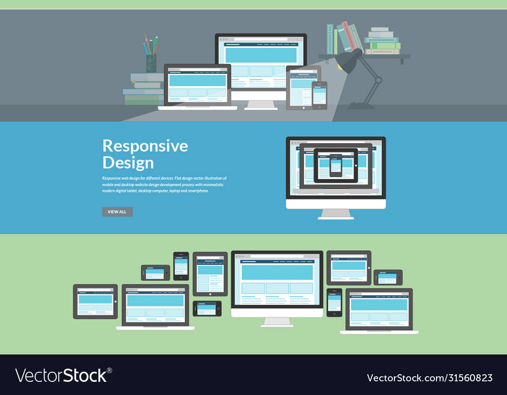Flat design concepts for responsive web Royalty Free Vector