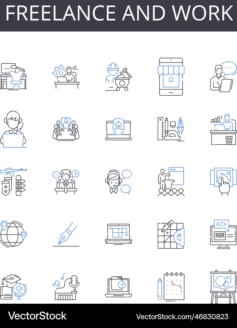 Freelance and work line icons collection Vector Image