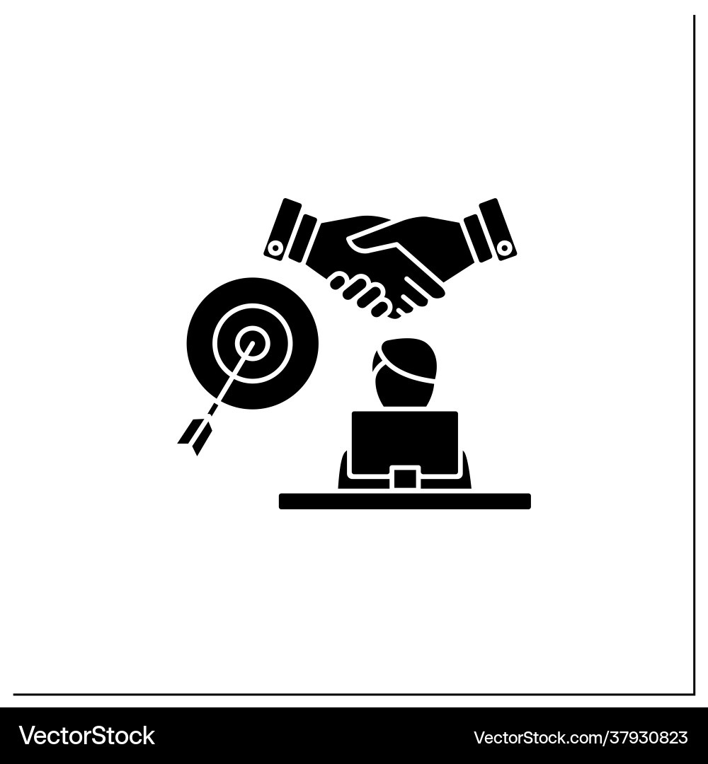 Goal agreement employee glyph icon Royalty Free Vector Image