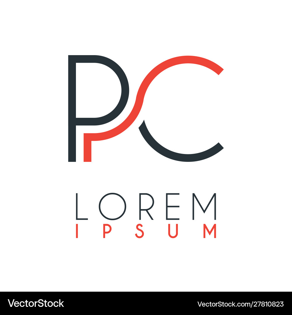 Logo between letter p and c or pc Royalty Free Vector Image