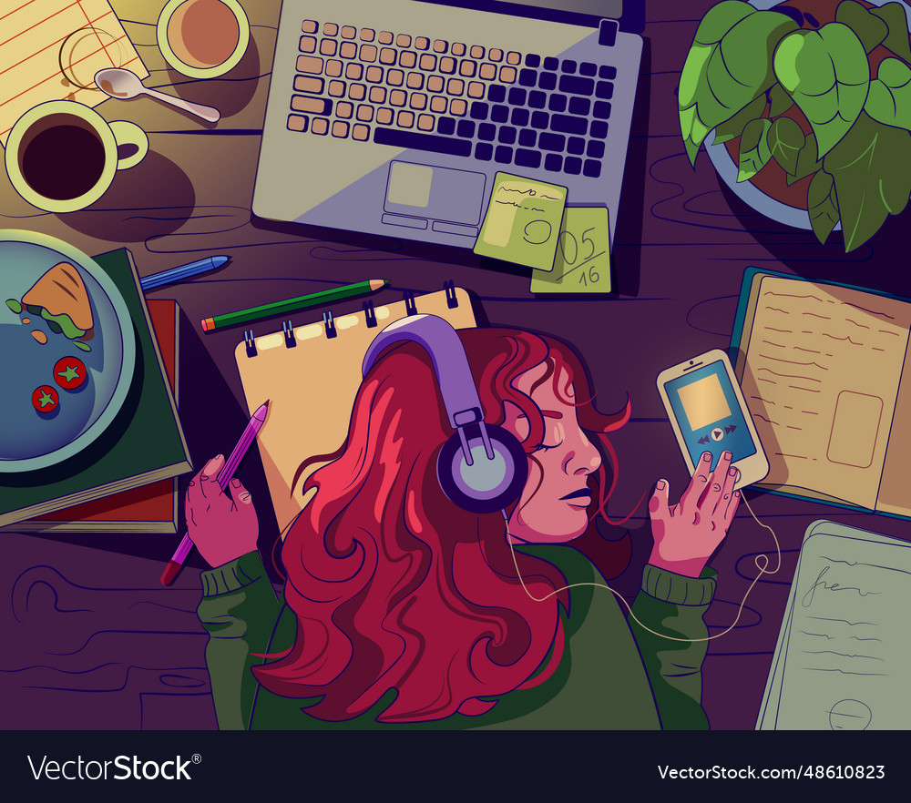 Night work flat Royalty Free Vector Image - VectorStock