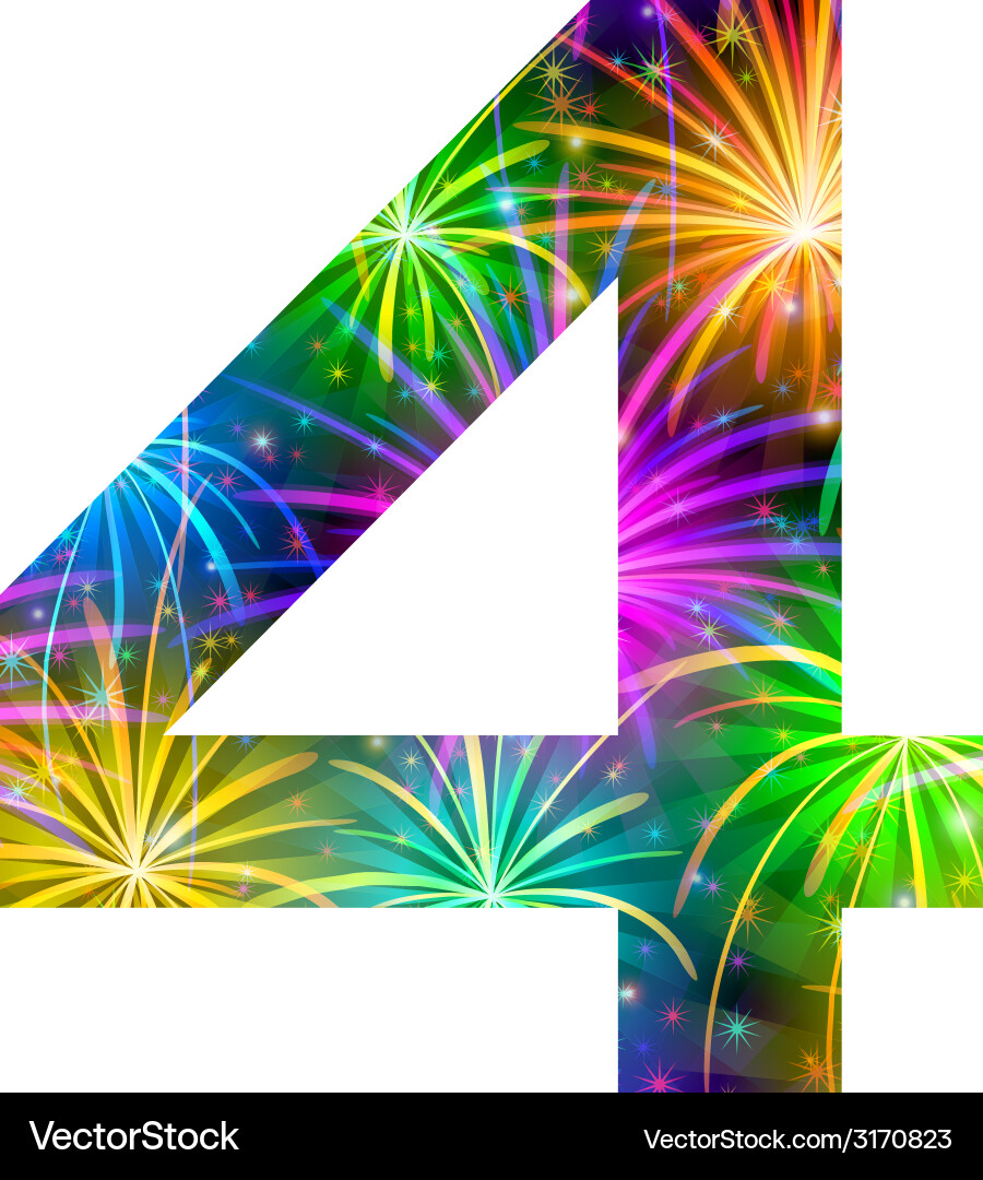 Number of colorful firework four Royalty Free Vector Image