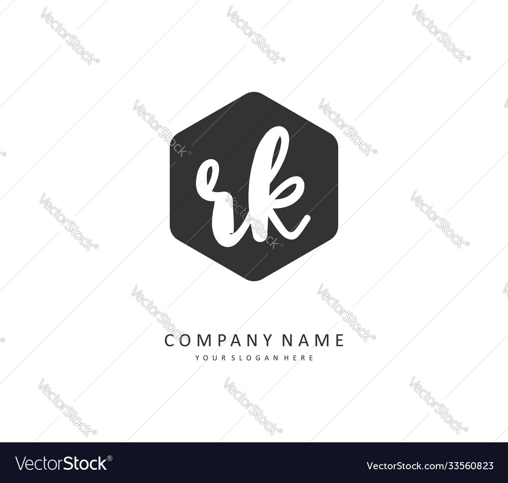 R k rk initial letter handwriting and signature Vector Image