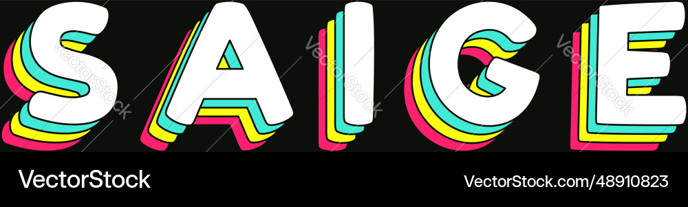 Saige - retro rainbow typography faded style Vector Image