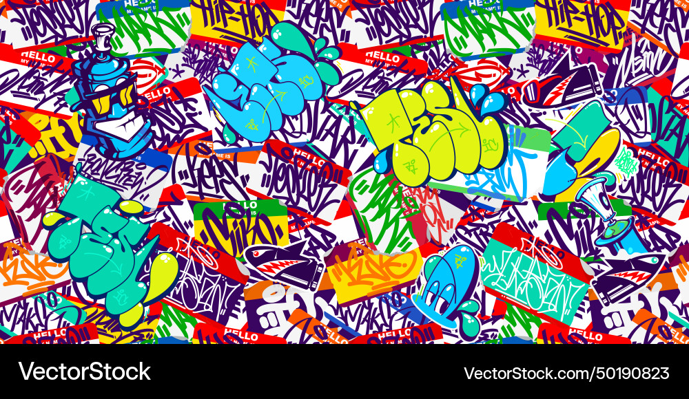 Seamless abstract colorful urban graffiti style Vector Image