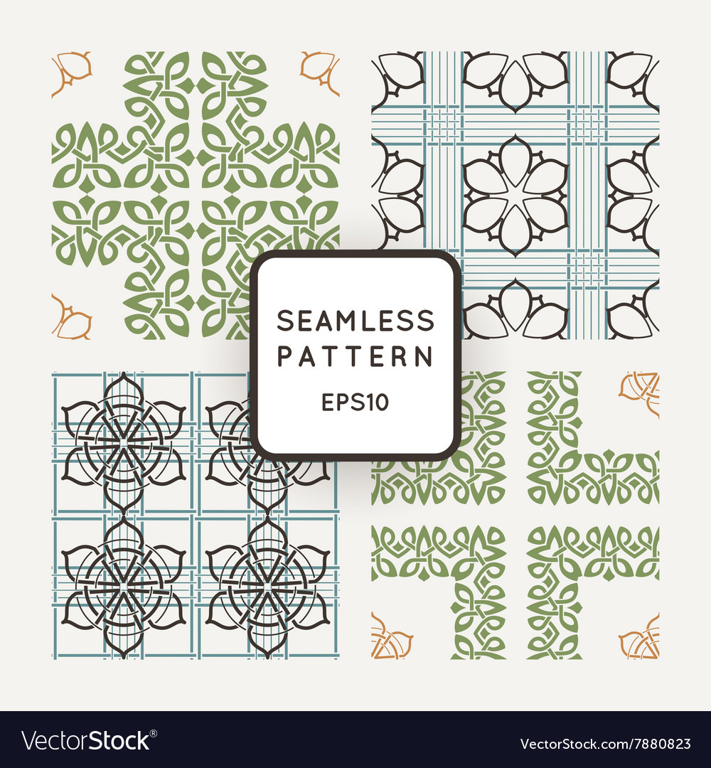 Set of seamless color pattern intersecting Vector Image