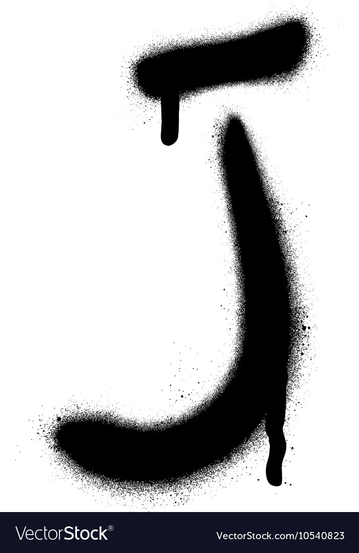 Sprayed J Font Graffiti With Leak In Black Vector Image