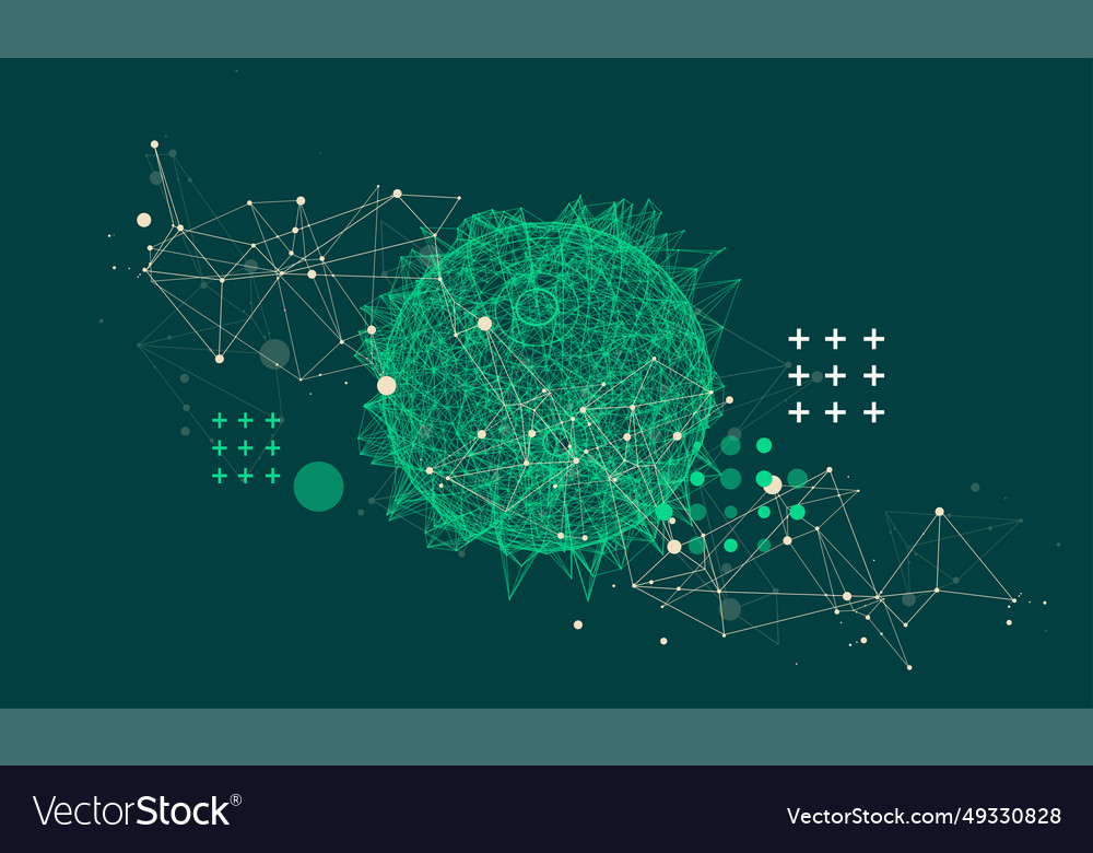 Abstract sphere background with plexus effect 3d Vector Image