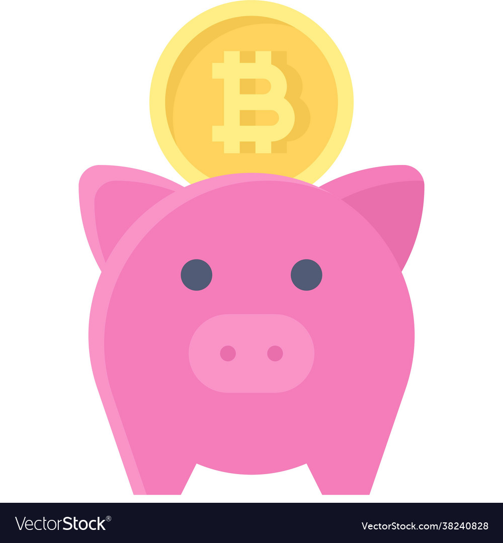 Bitcoin and piggy bank icon cryptocurrency related