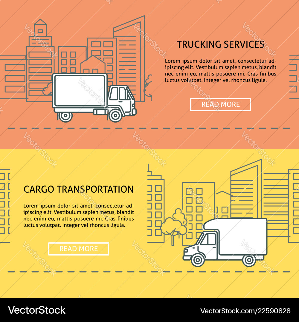 Cargo and delivery horizontal banner templates in Vector Image