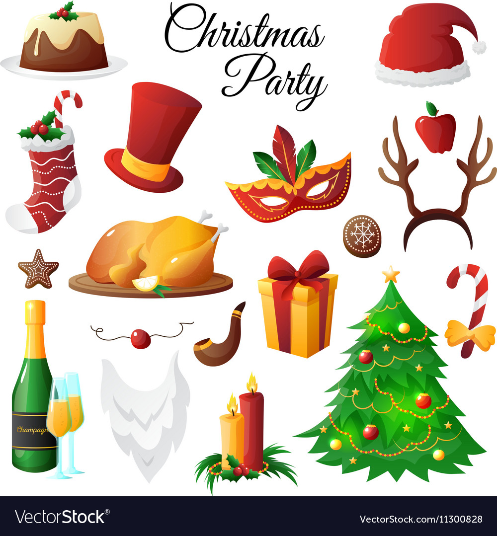 Christmas party set Royalty Free Vector Image - VectorStock