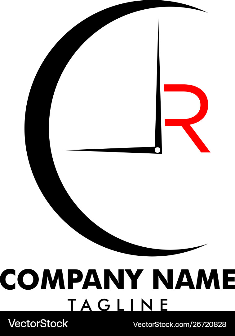 Clock with letter r logo design inspiration Vector Image
