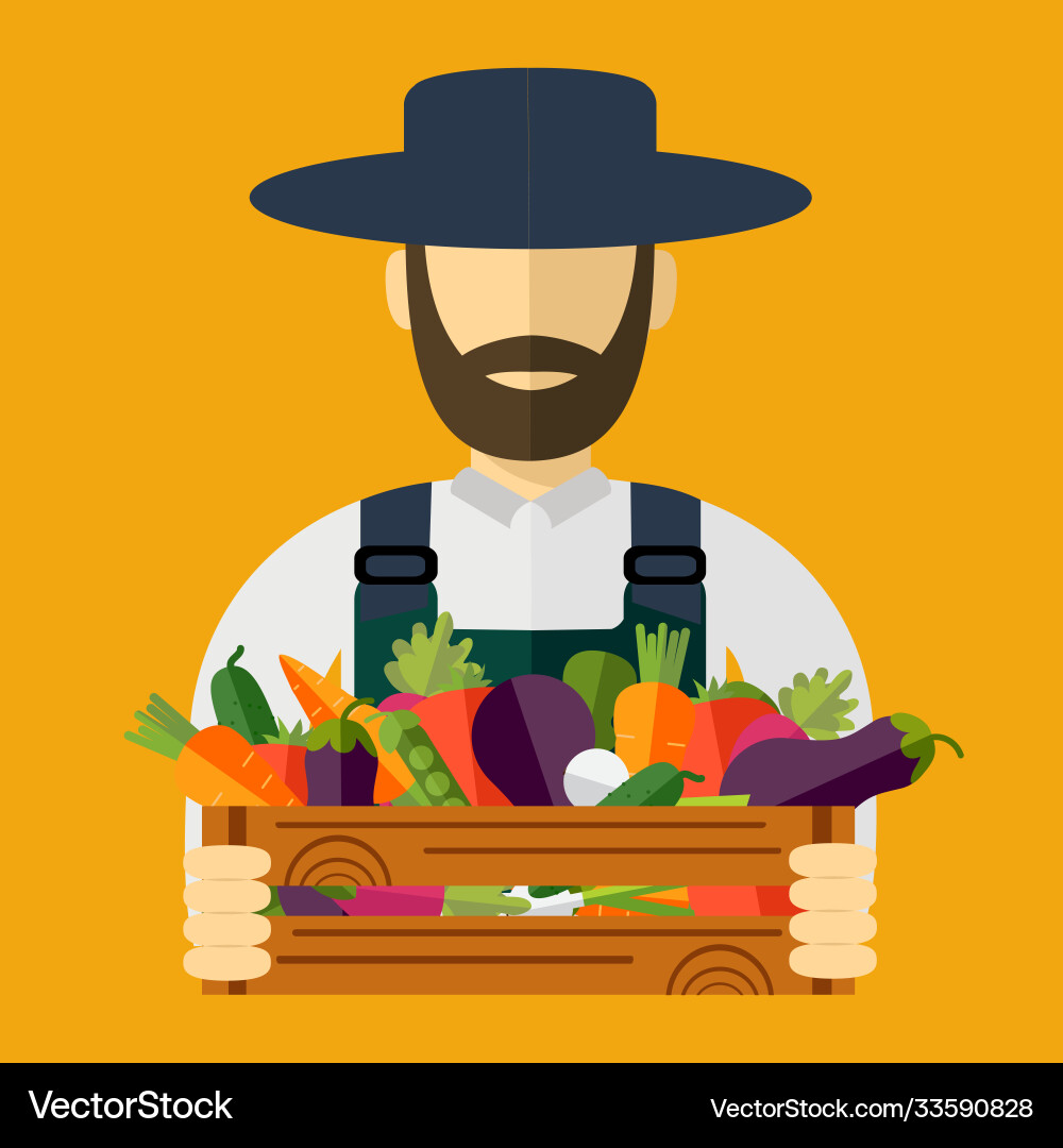 Country farmer who keeps fresh vegetables icon Vector Image