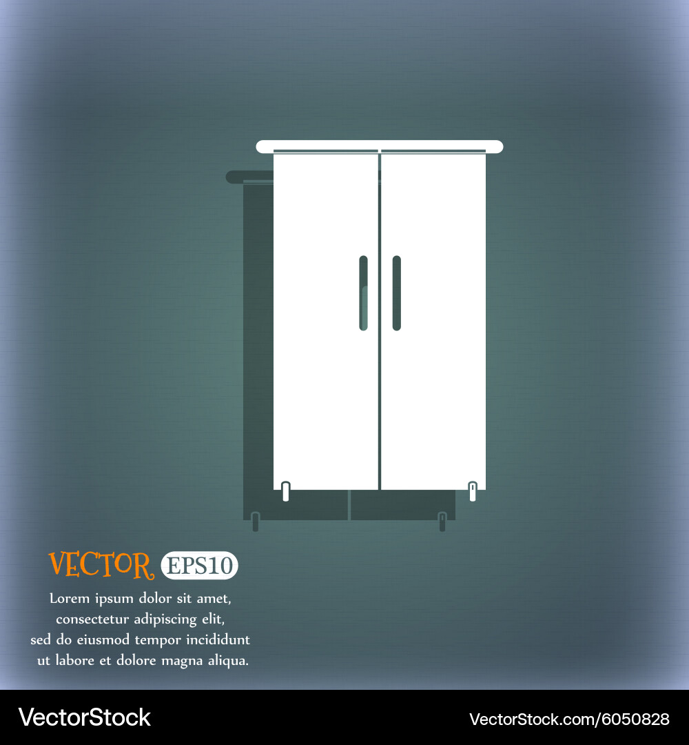 Cupboard icon sign on the blue-green abstract Vector Image
