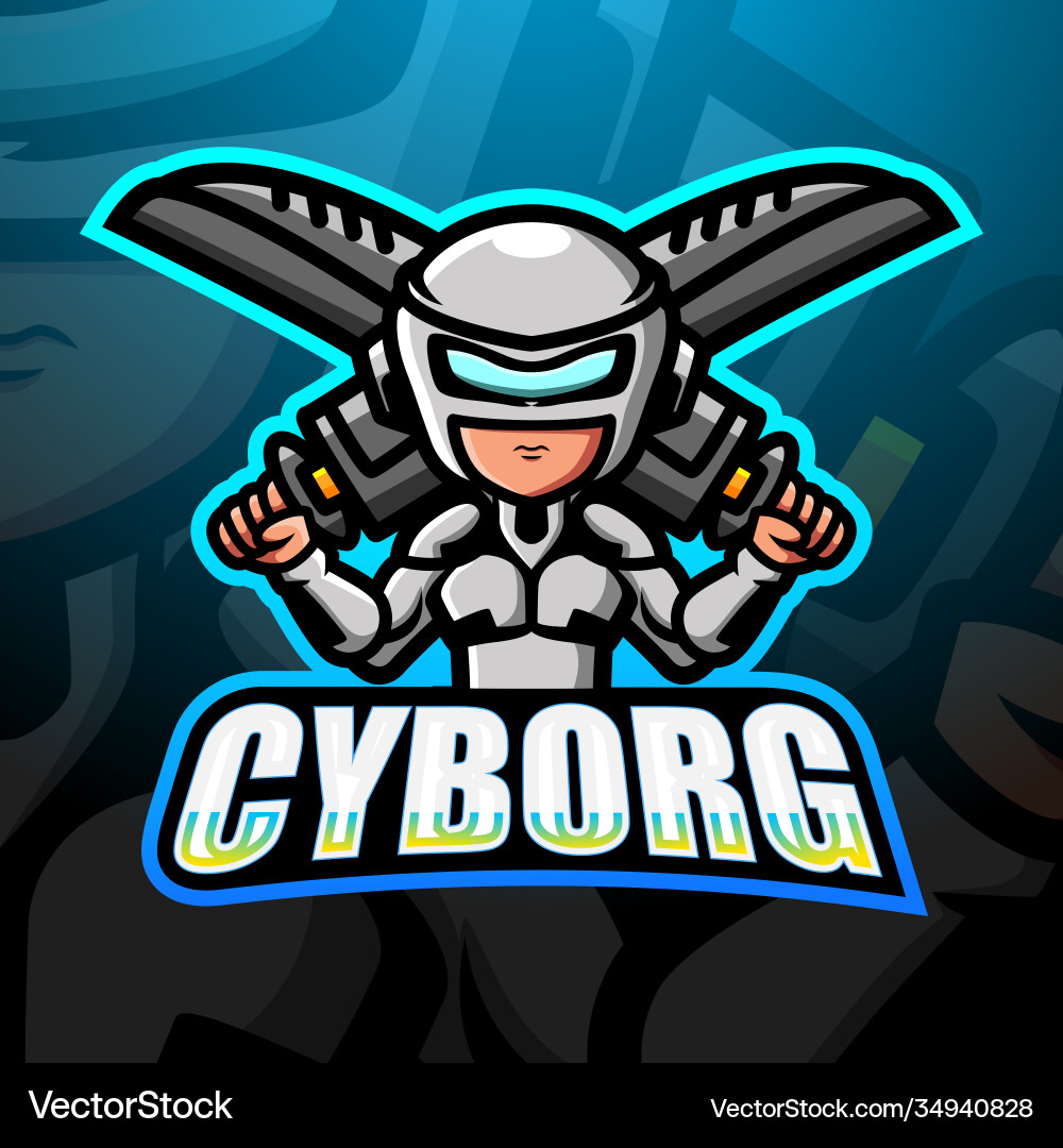 Cyborg mascot esport logo design Royalty Free Vector Image