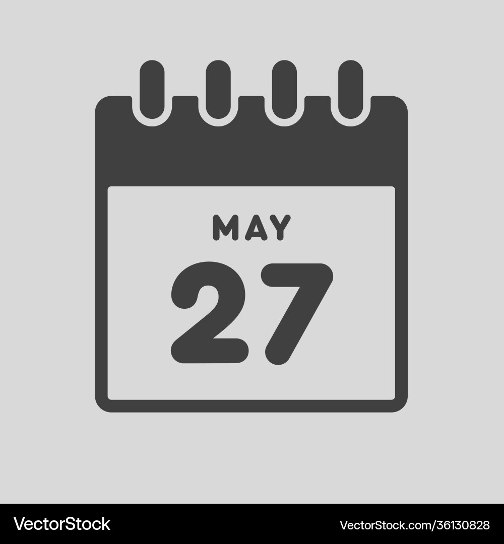 Icon day date 27 may template calendar page Vector Image