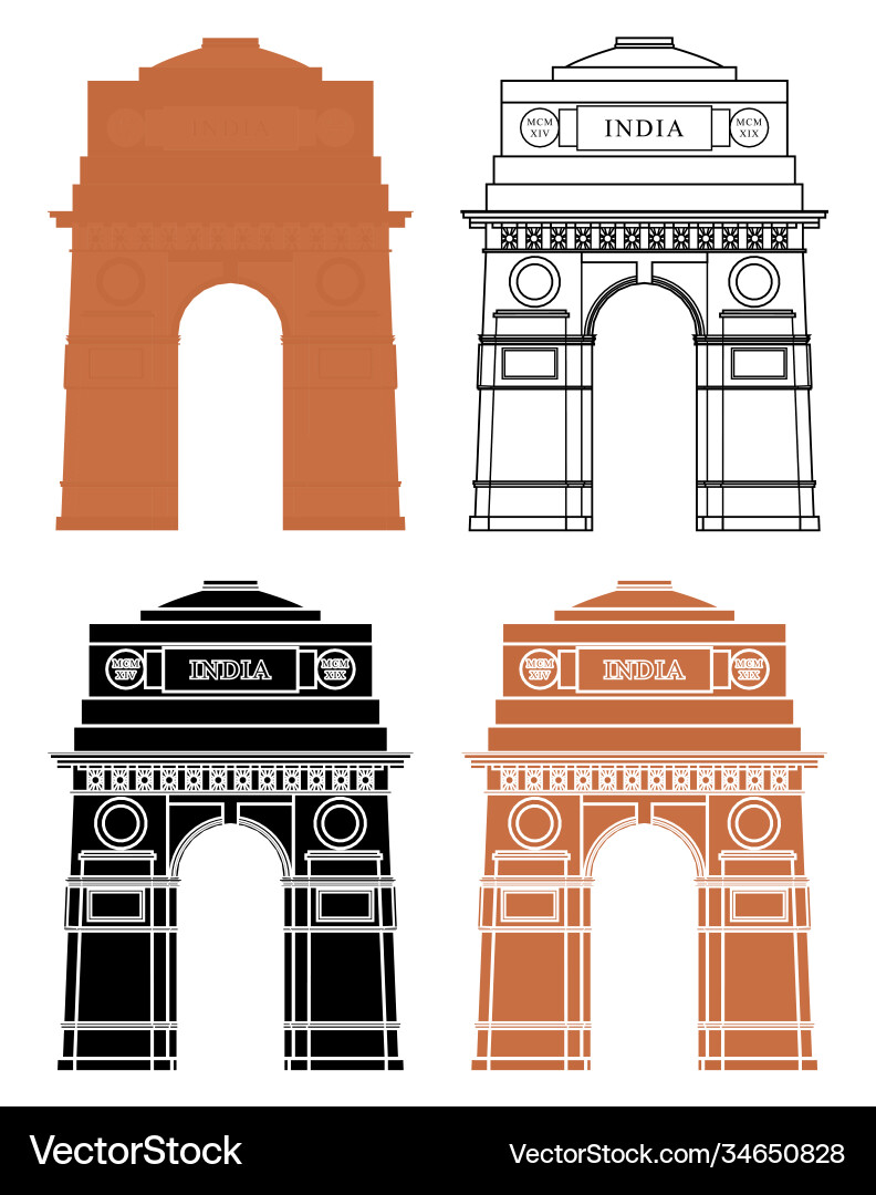India gate in new delhi Royalty Free Vector Image