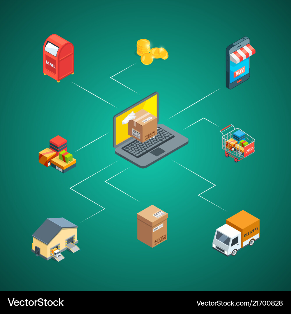 Isometric shipping and delivery icons Royalty Free Vector