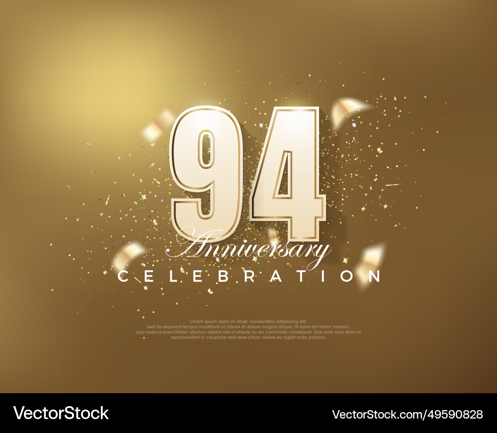 Luxury gold 94th anniversary celebration with Vector Image