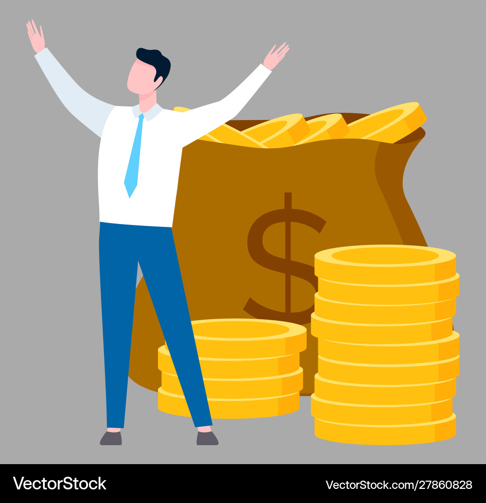 Moneybag and worker dollar currency work Vector Image