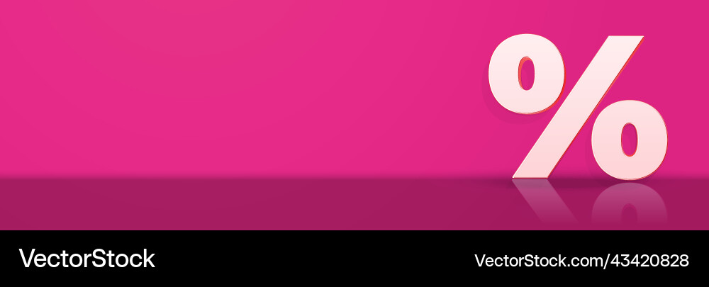 Percent sign on empty pink banner template Vector Image