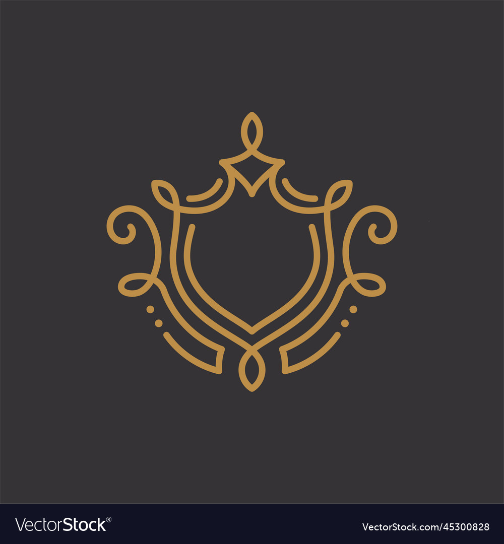Premium linear shield monogram logo Royalty Free Vector