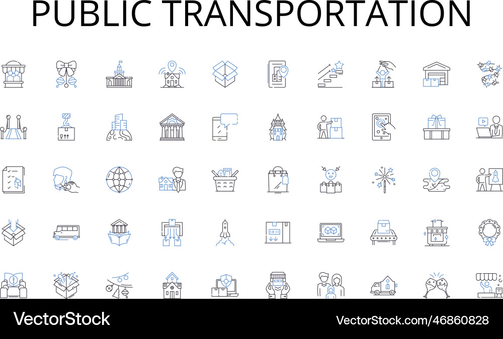 Public transportation line icons collection Vector Image