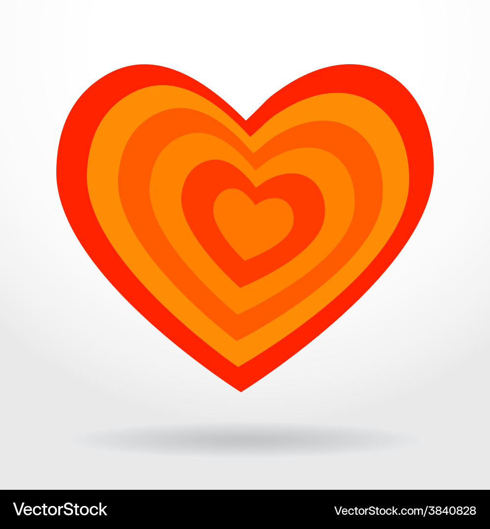 Red orange striped heart on white background Vector Image