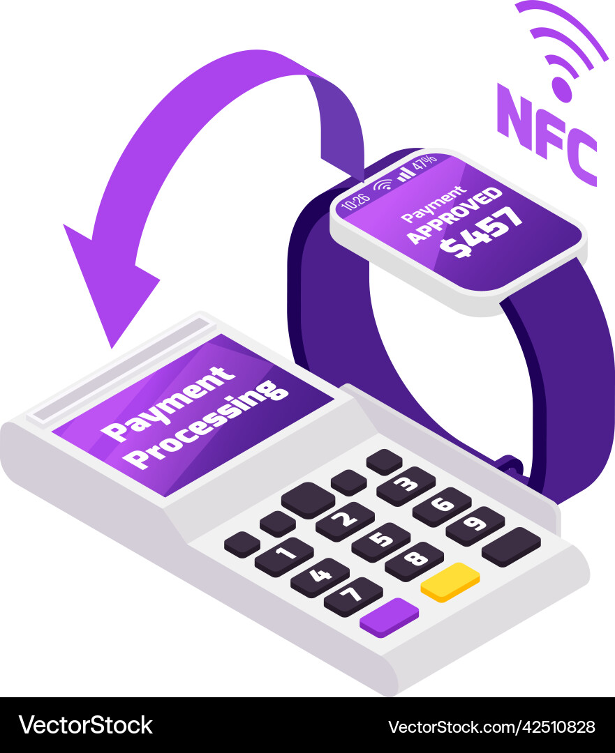 Smart watch payment composition Royalty Free Vector Image