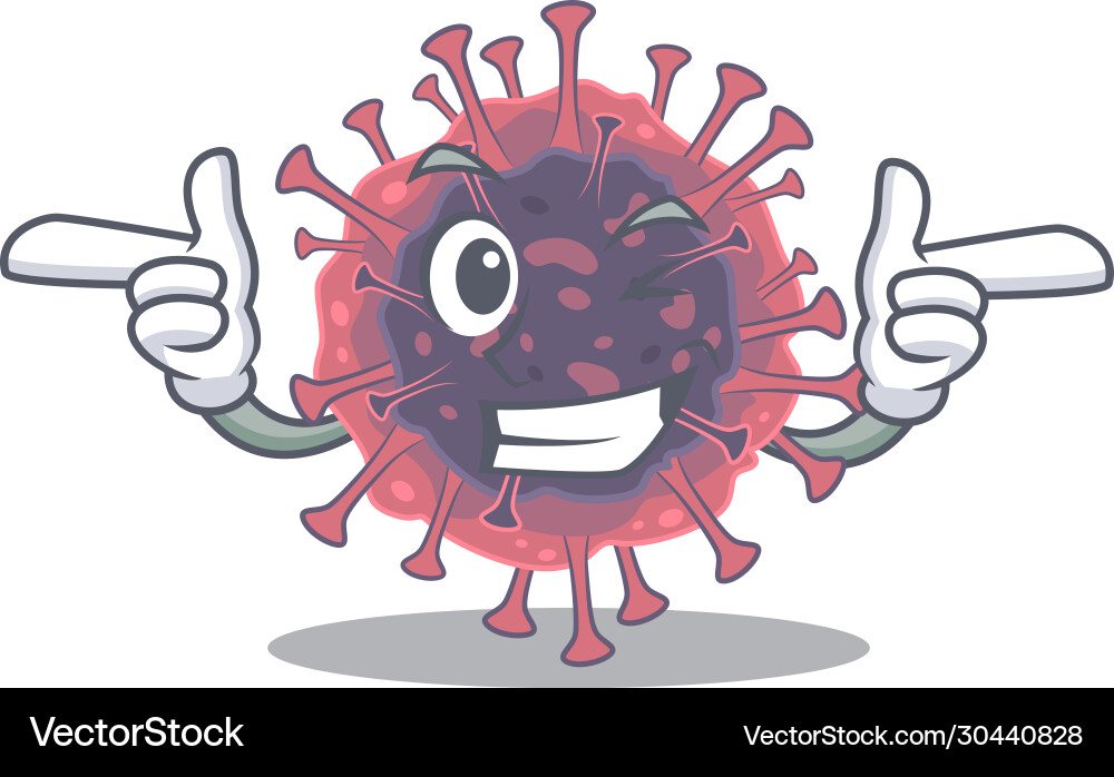 Smiley microbiology coronavirus showing wink eye Vector Image