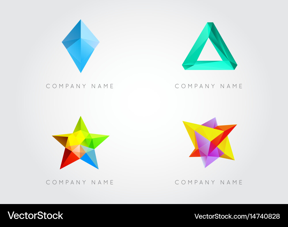 Trendy crystal triangulated gem logo elements Vector Image