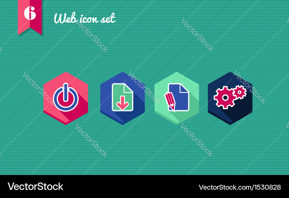 Web apps geometric flat icons set Royalty Free Vector Image