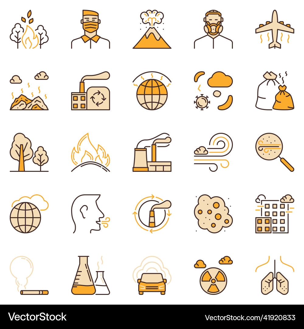 Air pollution colored icons - concept signs Vector Image