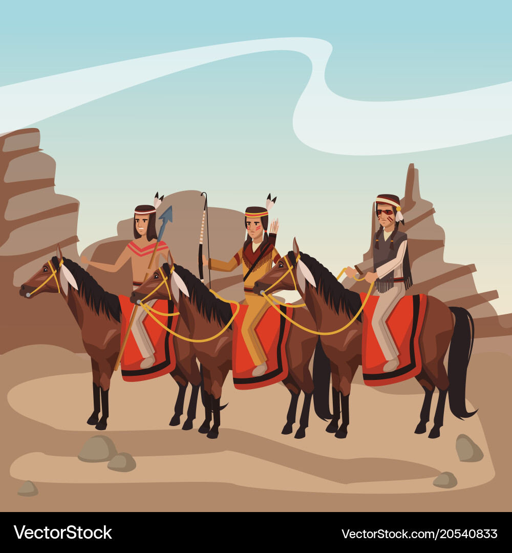American indian warriors tribe Royalty Free Vector Image